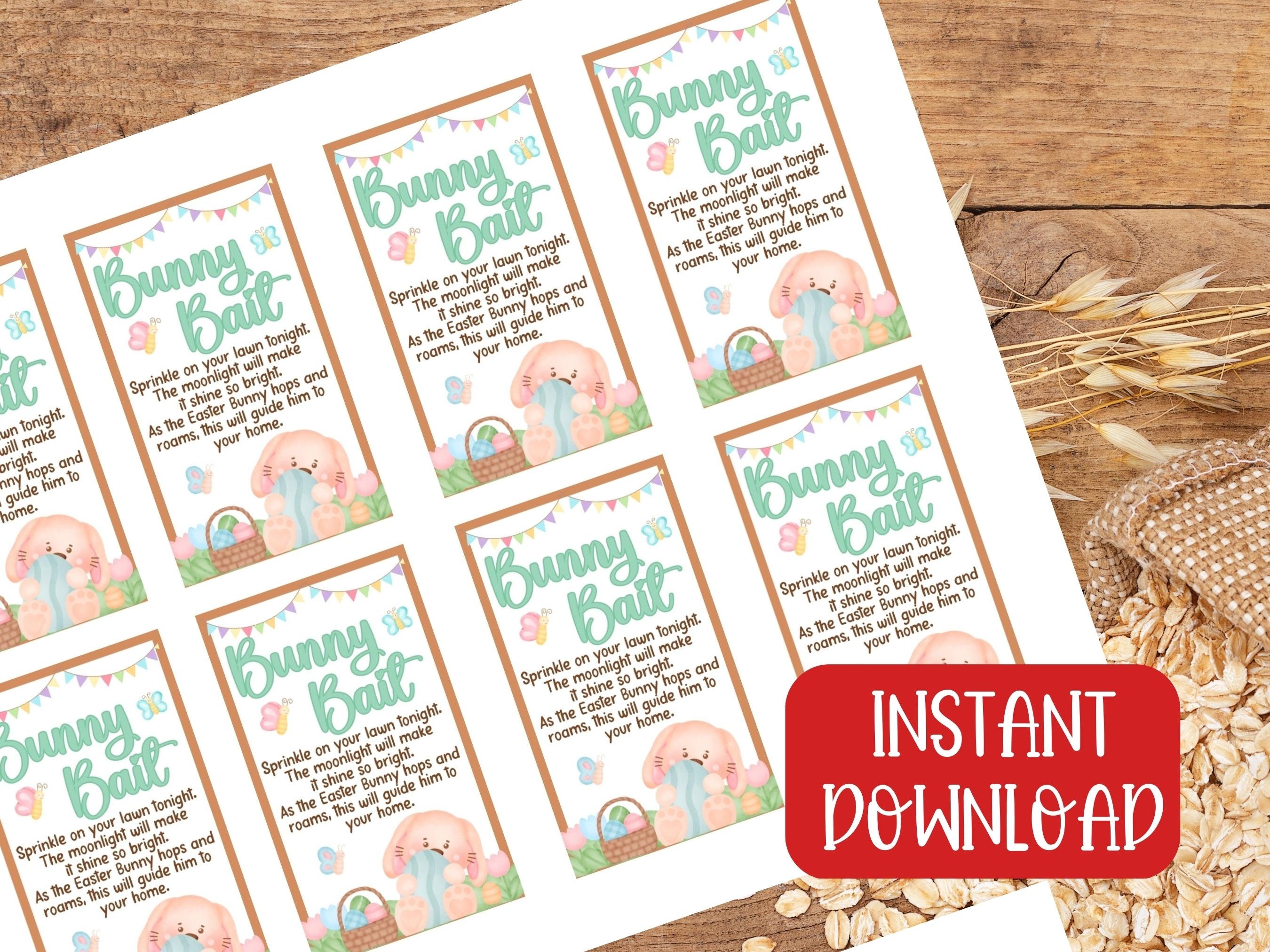 Easter Bunny Bait Tag, Easter Food Instant Download, Easter Basket Tag ...