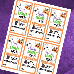 Glow Stick Tag, A Little Bit of Light for Halloween Night, Printable ...