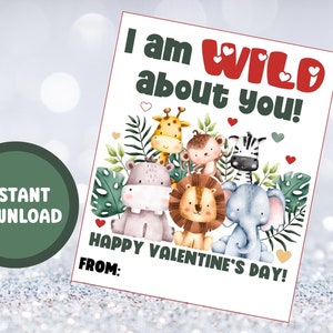 Animal Cookie Valentine's Day Printable Tag, Circus Valentine, Wild ...