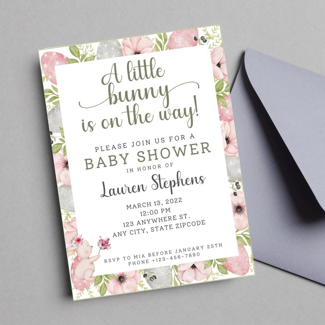 A Little Bunny Baby Shower Invitation, Bunny Baby Shower Invitation ...
