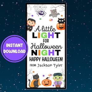 Glow Stick Tag, A Little Bit of Light for Halloween Night, Printable ...