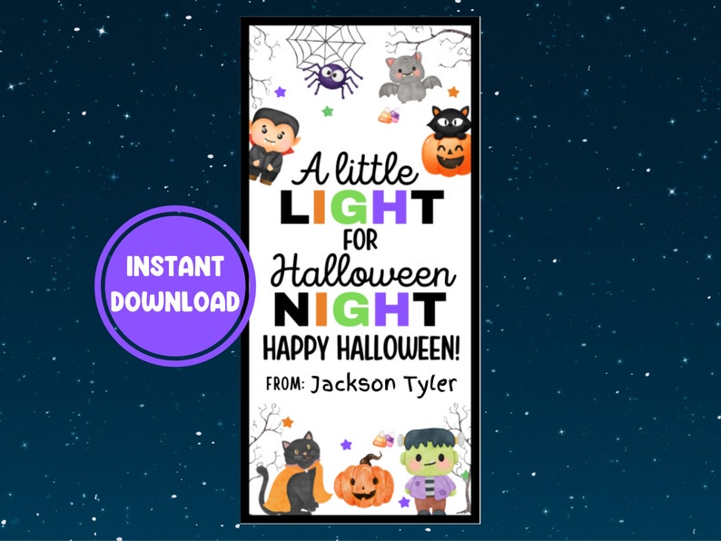 Glow Stick Tag, A Little Bit of Light for Halloween Night, Printable ...
