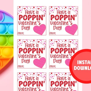 Valentines Pop It Tags, Poppin Labels, Download, Classroom Valentine ...