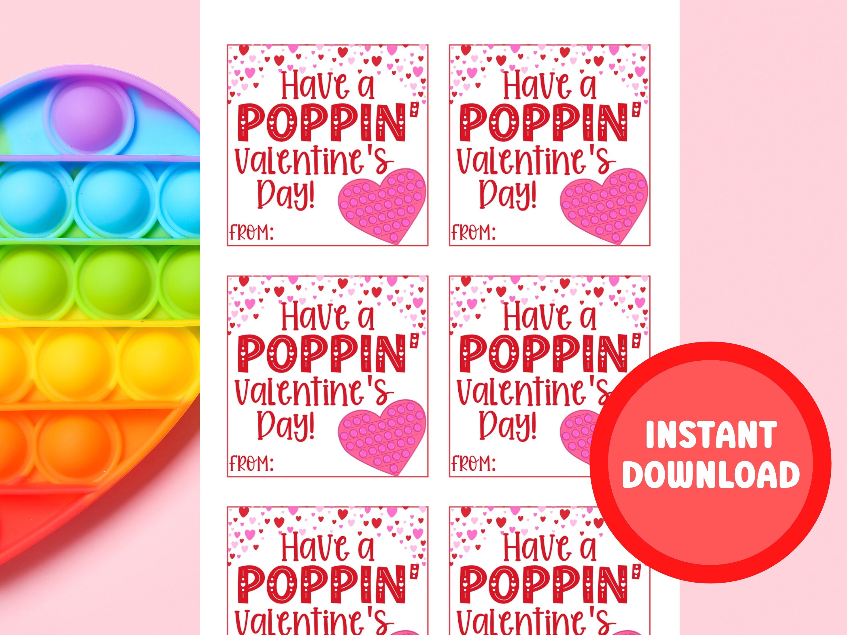 Valentines Pop It Tags, Poppin Labels, Download, Classroom Valentine ...