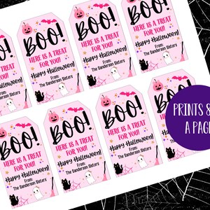 Halloween Favor Tags, Pink Boo Gift Tags, Trick or Treat Favor Tags ...
