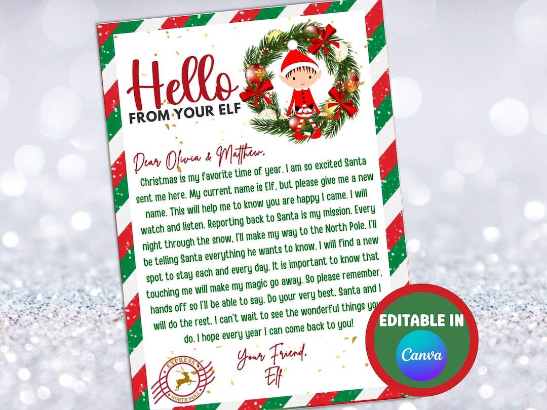 Christmas Elf Introduction Letter, Elf Arrival Letter Printable, First ...