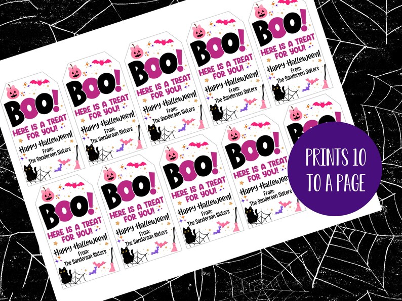 Halloween Favor Tags, Pink Boo Gift Tags, Trick or Treat Favor Tags ...