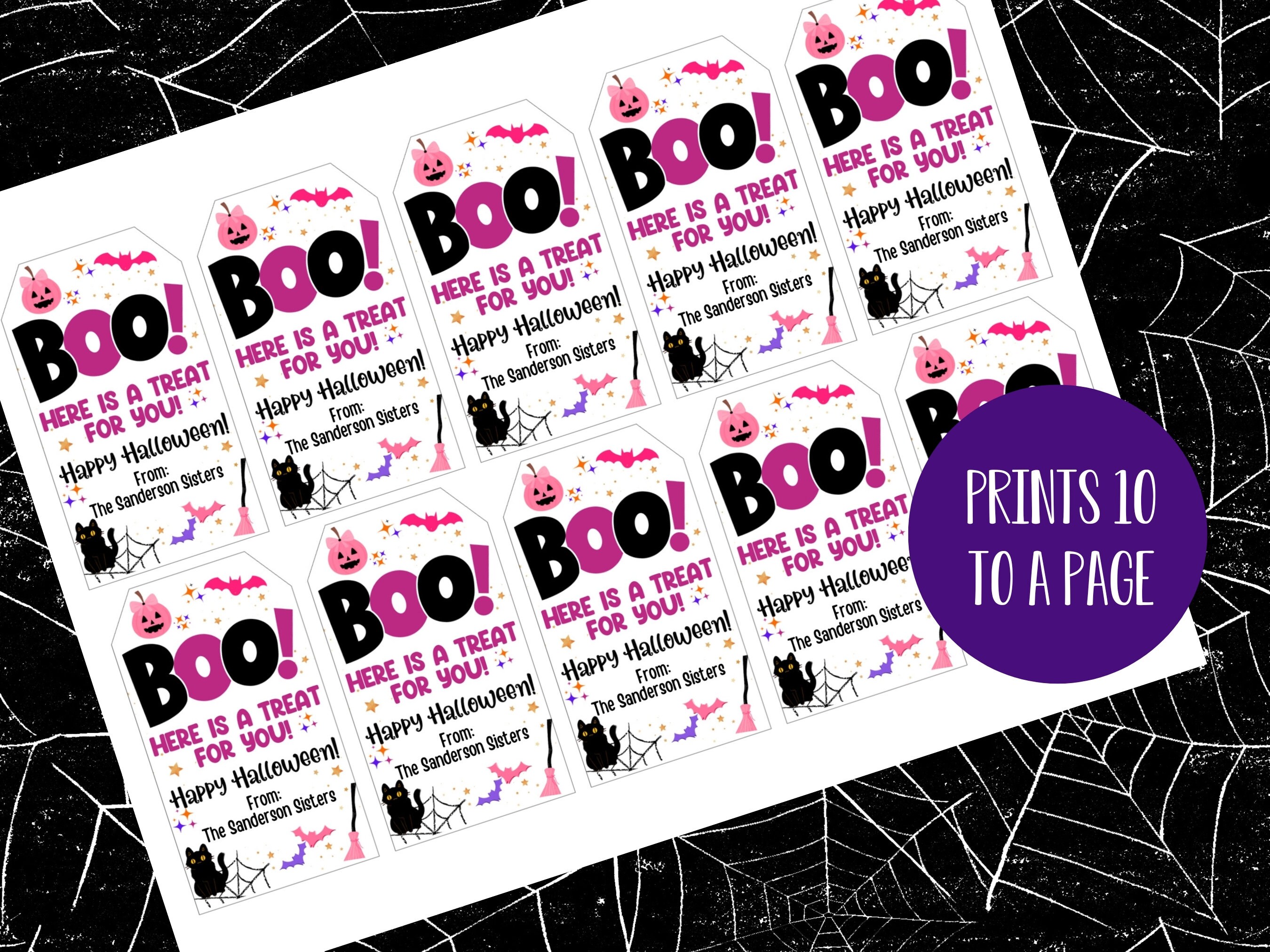 Halloween Favor Tags, Pink Boo Gift Tags, Trick or Treat Favor Tags ...