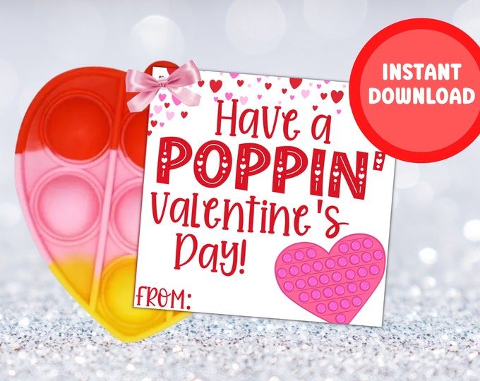 Valentines Pop It Tags, Poppin Labels, Download, Classroom Valentine ...