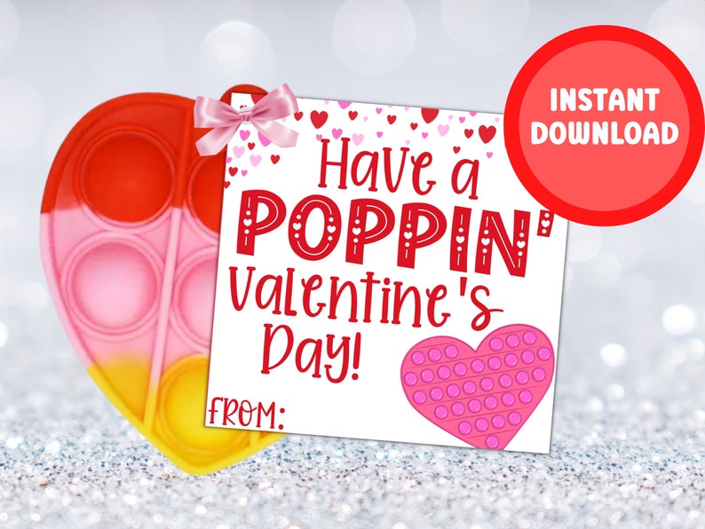 Valentines Pop It Tags Poppin Labels Download Classroom - Etsy