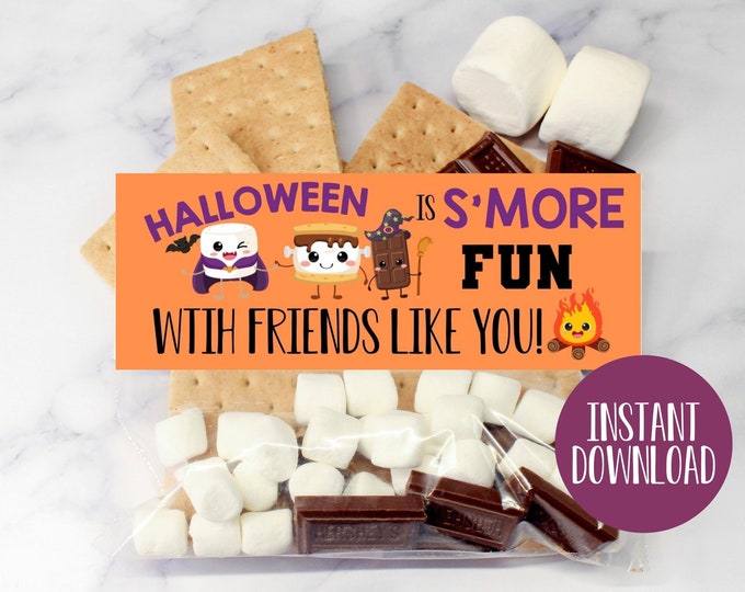 PRINTABLE Halloween Favor Tags, Halloween Tags, Smores Tags, S'mores ...
