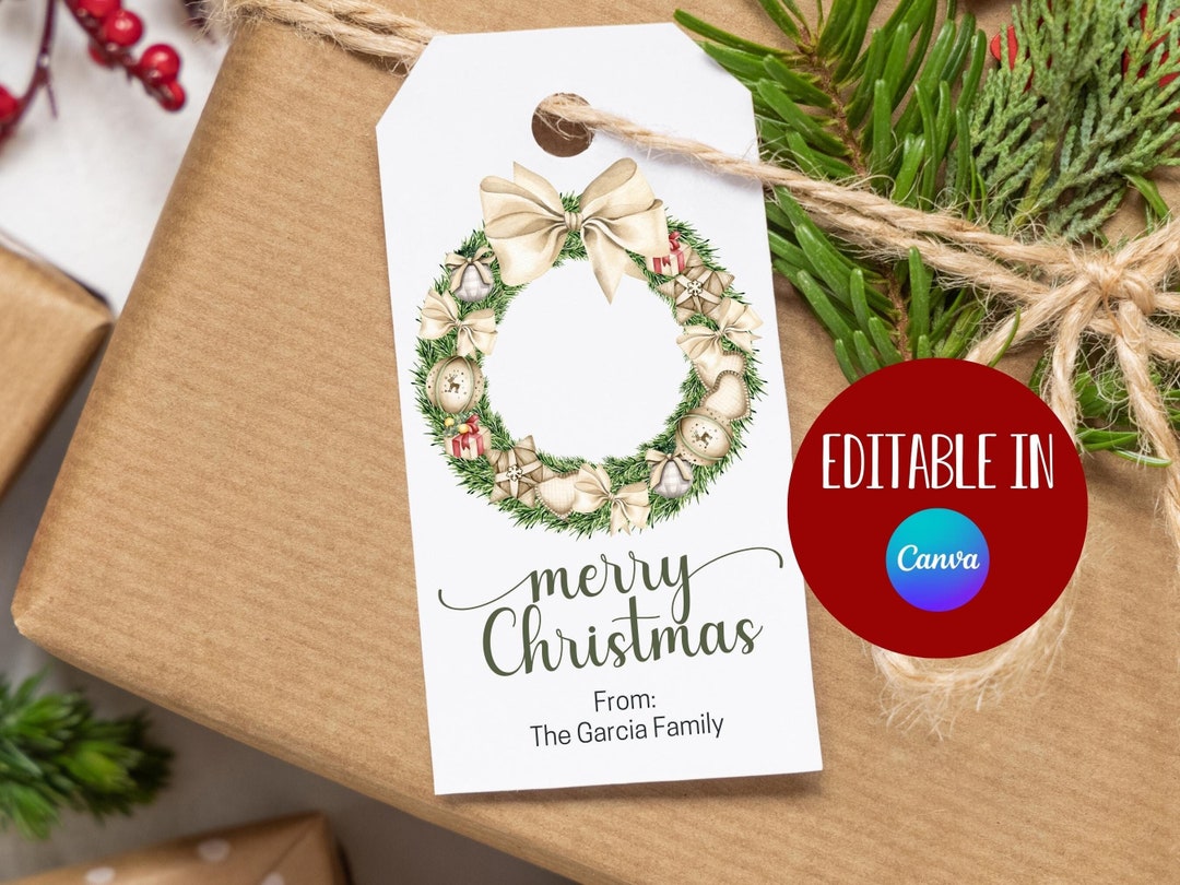 Editable Christmas Gift Tags, Merry Christmas Holiday Tags, Christmas ...
