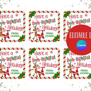 Christmas Play Doh Tag, Doh Lightful Classroom Favor, School Winter Tag ...