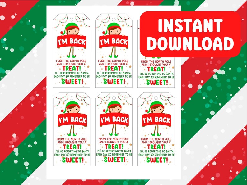 I Am Back Elf Gift Tags Elf Tradition Christmas Elf - Etsy