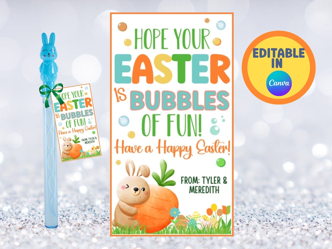 Easter Bubbles Tag, Printable Easter Tags, Easter Gift, Easter Tags ...