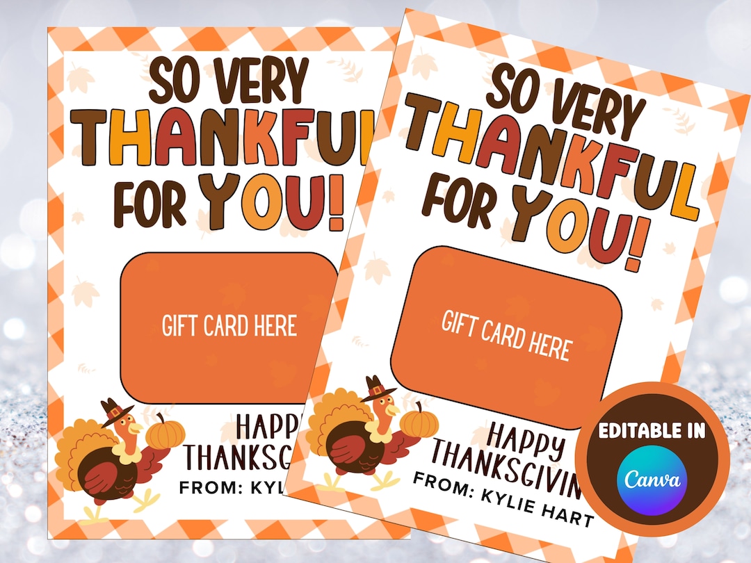 Thanksgiving Gift Card Printable, so Very Thankful Printable Card, 5x7 ...