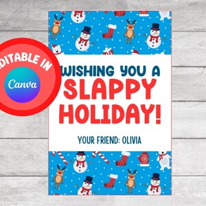 Printable Christmas Slap Bracelet Tag, Slappy Favor Tags, Treat Bag ...