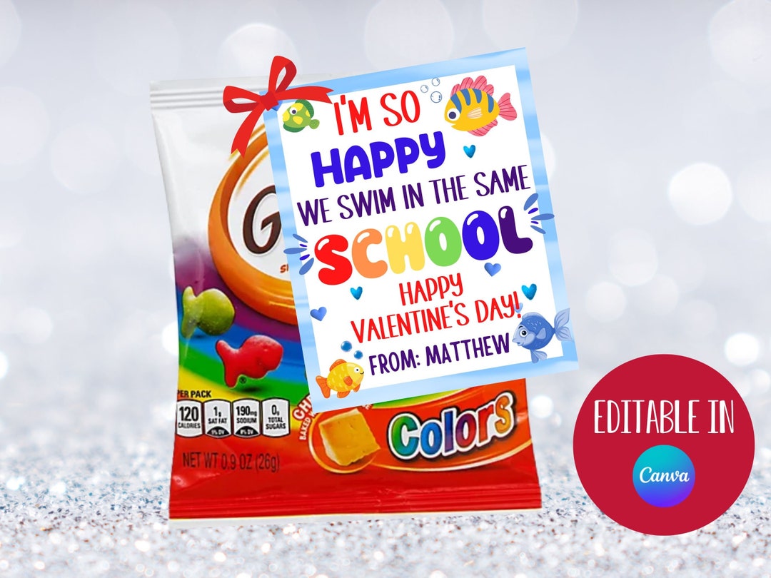 Gold Fish Valentine's Day Tag, Swedish Valentine's Day Card, School ...