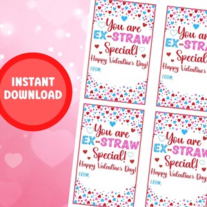 Valentine Straw Tags, You're Ex-straw Special, Download, Classroom ...