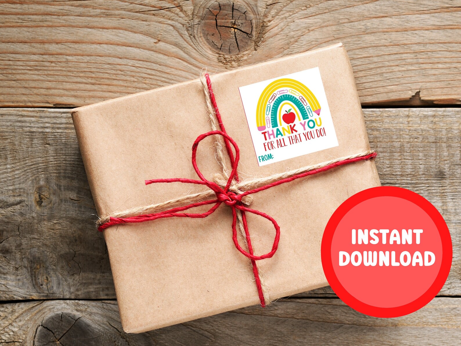 Teacher Appreciation Tag, Teacher Thank You Gift Tag, Teacher Rainbow ...