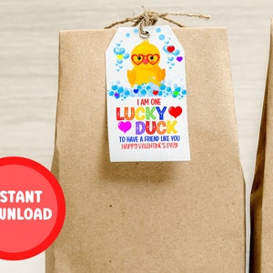 Lucky Duck Valentine's Day Tags, Printable Valentine, Classroom School ...