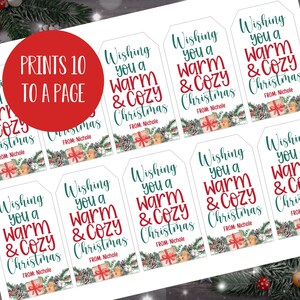 Christmas Gift Tag, Wishing You a Warm & Cozy, Christmas Party Favor ...