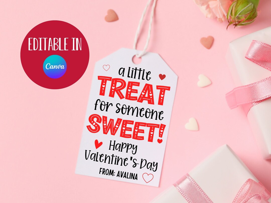 Valentine's Day Tag, Sweet Treat, Valentine Gift Label, Kids School ...