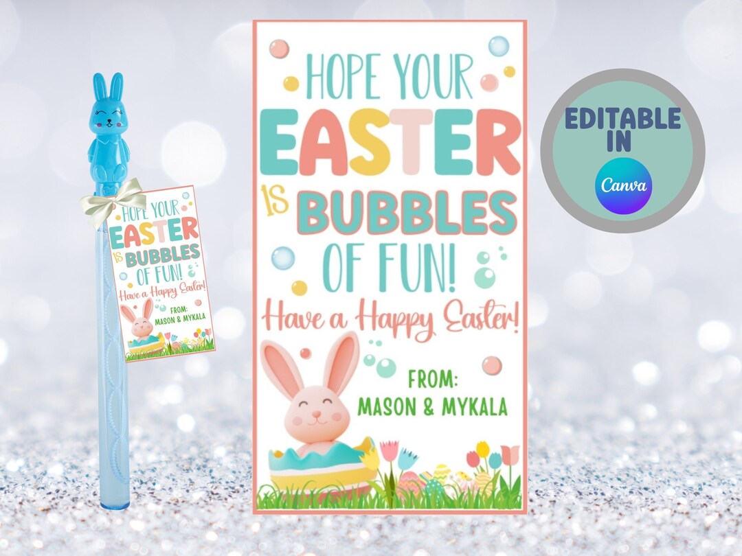 Easter Bubbles Tag, Printable Easter Tags, Easter Gift, Easter Tags ...