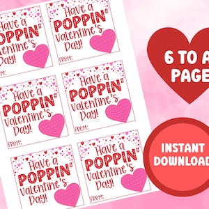 Valentines Pop It Tags, Poppin Labels, Download, Classroom Valentine ...