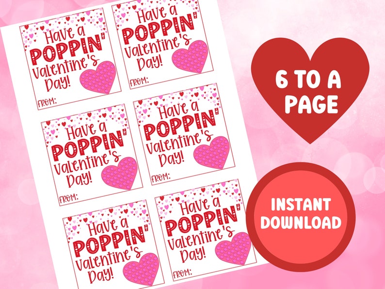 Valentines Pop It Tags Poppin Labels Download Classroom - Etsy