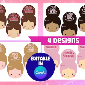 Valentine Srunchie Tag, Scrunchie Labels, Classroom Valentine Cards ...
