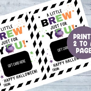 Halloween Gift Card Printable, Just A Little Brew, 5x7 Gift Card Holder ...