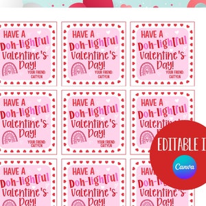 Playdough Valentine's Day Tag, Valentine Gift Label, Doh-light, Kids ...