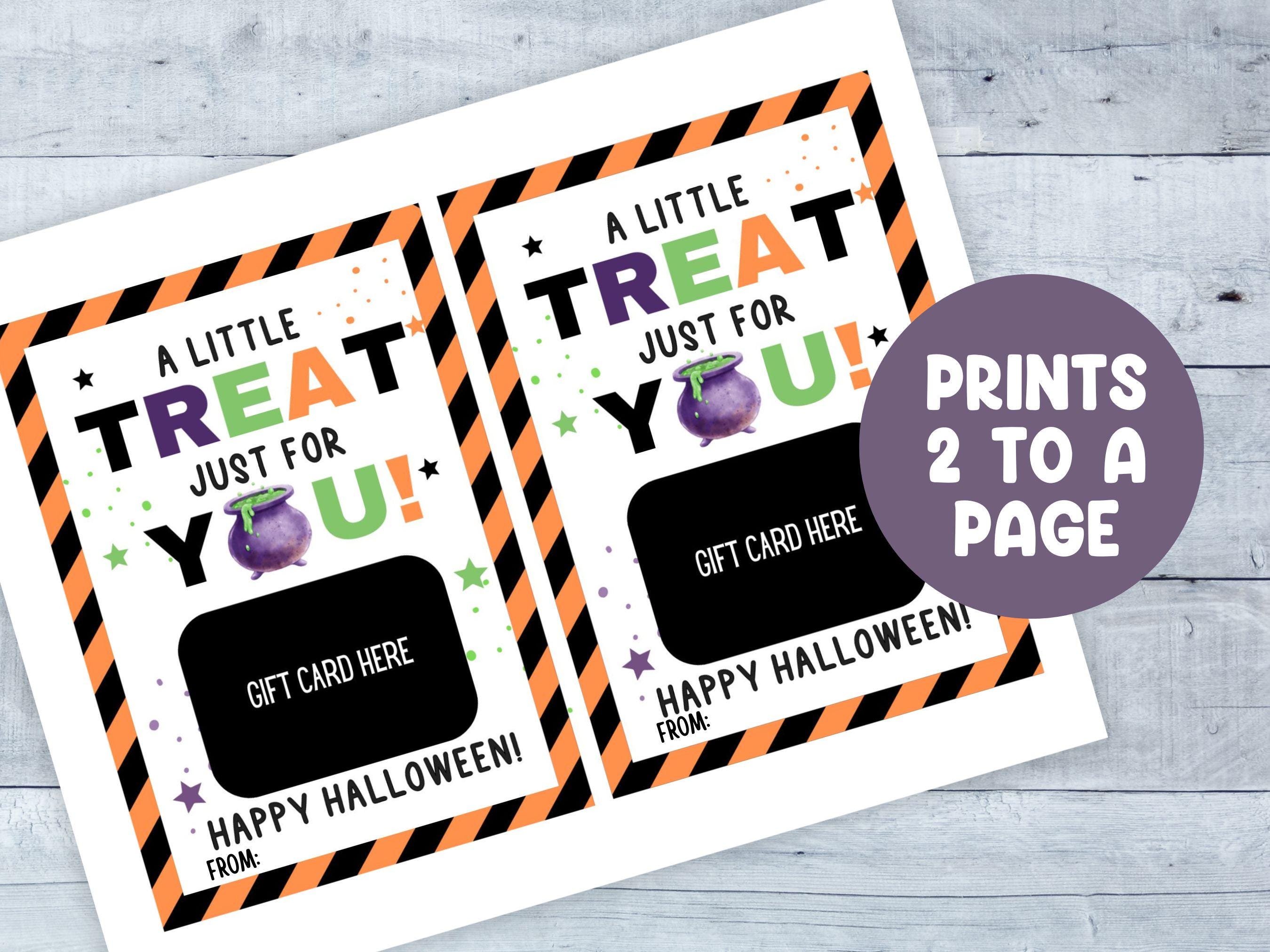 Halloween Gift Card Printable, A Little Treat, 5x7 Gift Card Holder ...