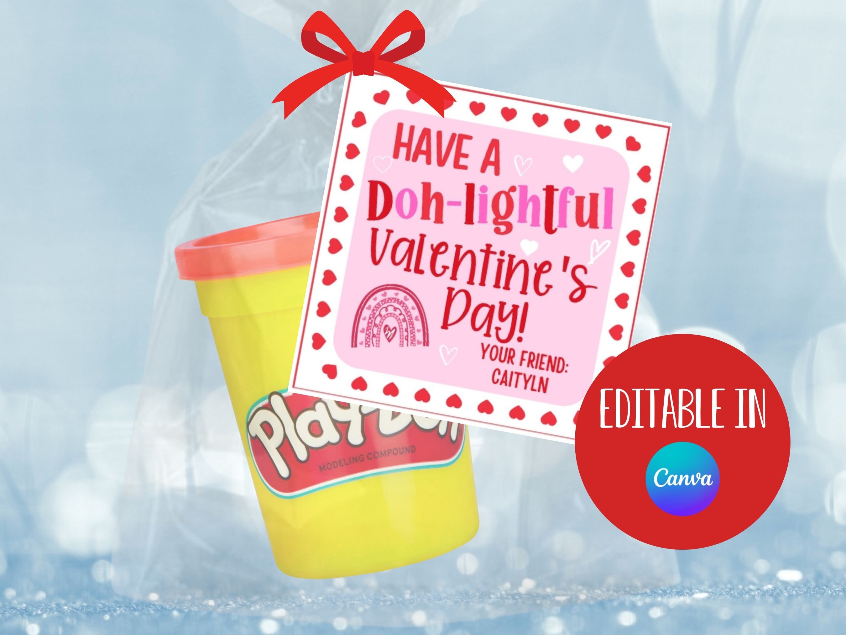 Playdough Valentine's Day Tag, Valentine Gift Label, Doh-light, Kids ...