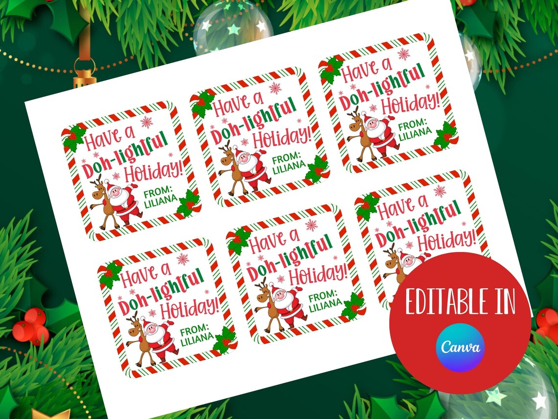 Christmas Play Doh Tag, Doh Lightful Classroom Favor, School Winter Tag ...