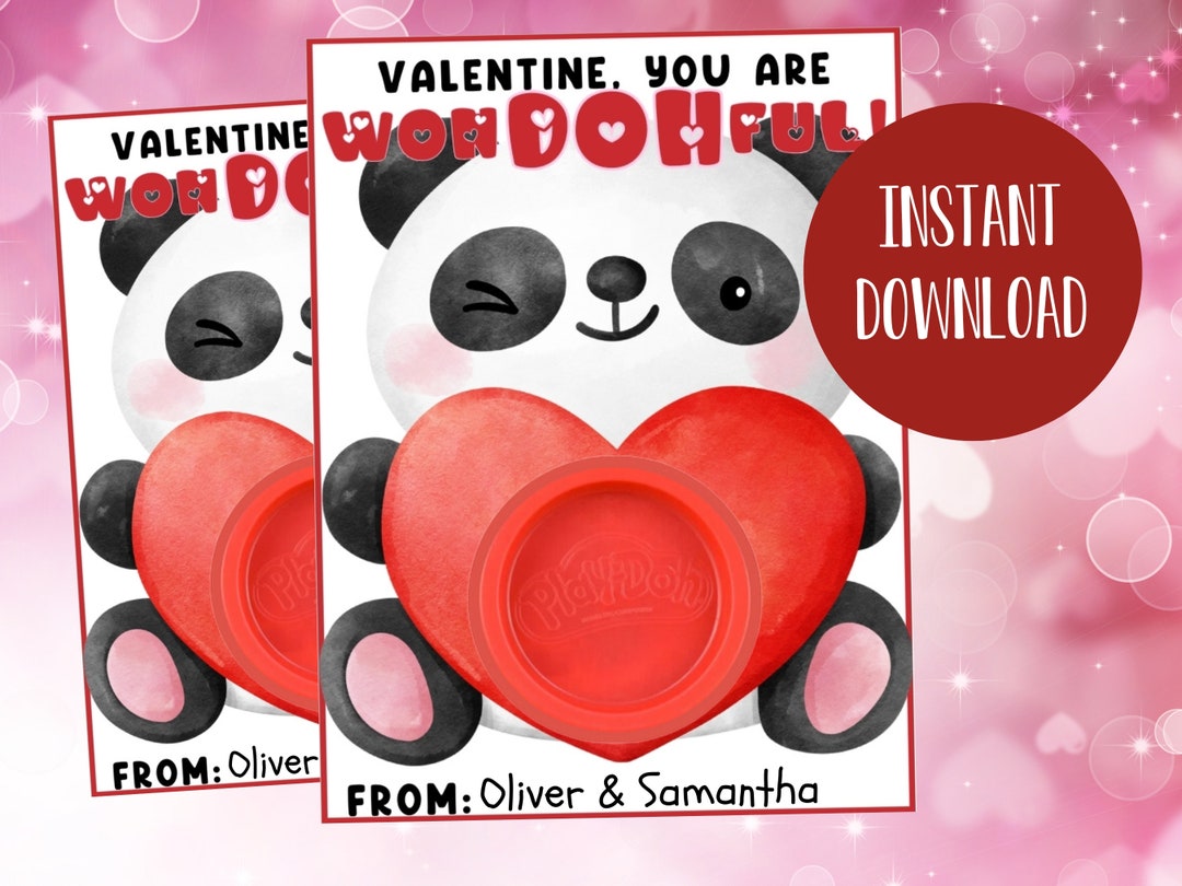 Valentine's Play Doh Holder Printable, Valentine Gift Tag, Play Dough ...