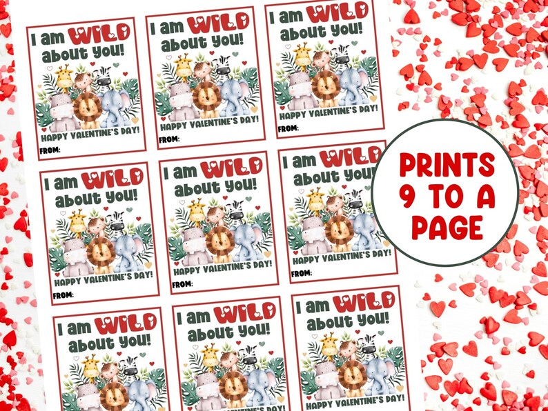 Animal Cookie Valentine's Day Printable Tag Circus - Etsy