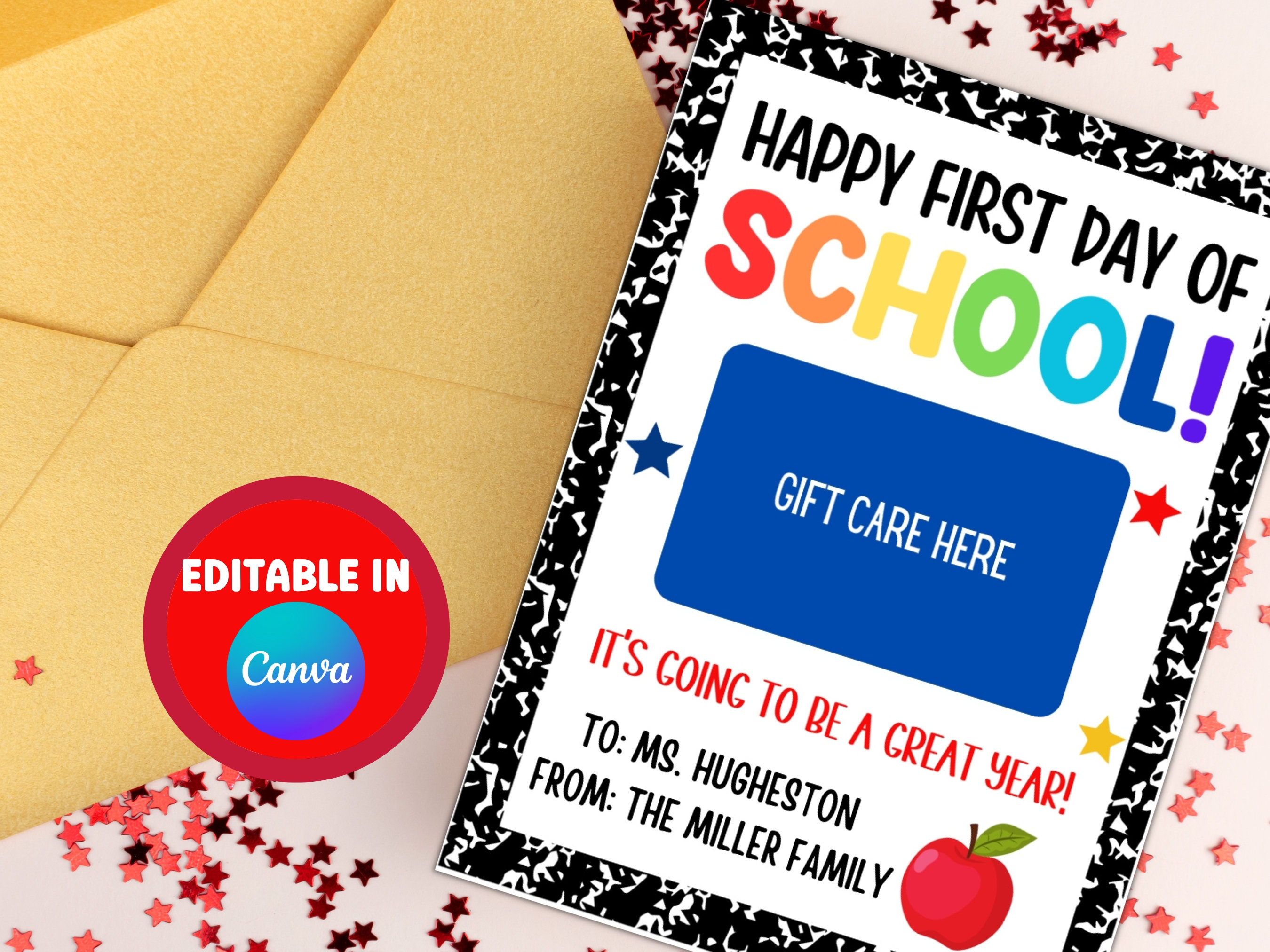 Printable First Day of School Gift Card Holder, Welcome Back to School ...