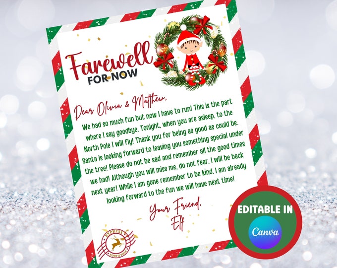 Printable Elf Goodbye Letter | Final Elf Report | Last Day Elf Note ...