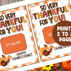 Thanksgiving Gift Card Printable, so Very Thankful Printable Card, 5x7 ...