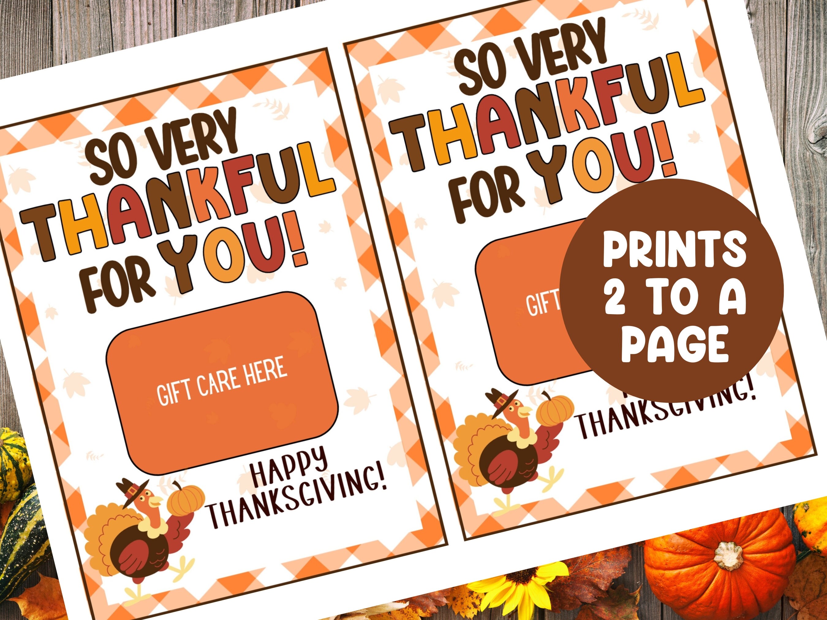 Thanksgiving Gift Card Printable, so Very Thankful Printable Card, 5x7 ...