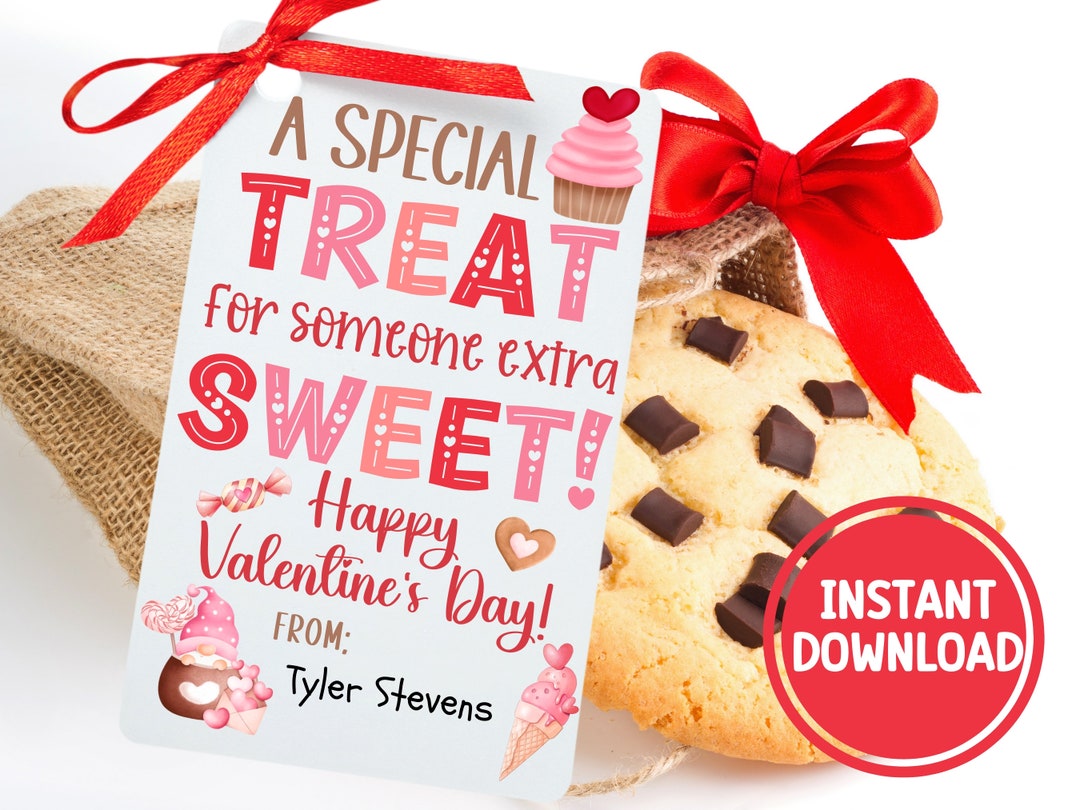 Valentine's Day Tag, Sweet Treat, Valentine Gift Label, Kids School ...