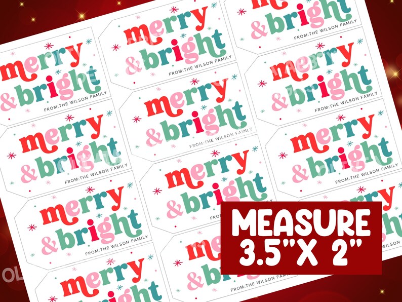 Printable Merry & Bright Christmas Gift Tag, Editable Christmas Gift ...