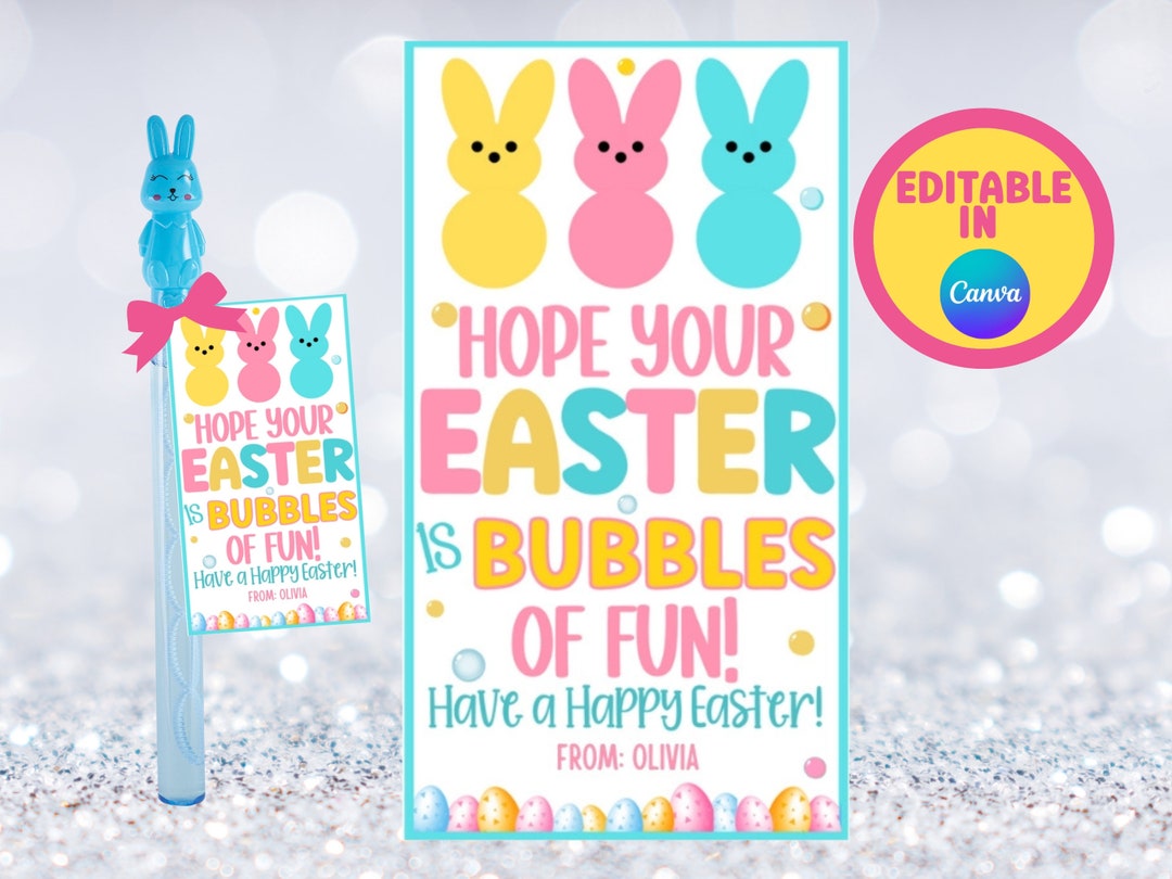 Easter Bubbles Tag, Printable Easter Tags, Easter Gift, Easter Tags ...