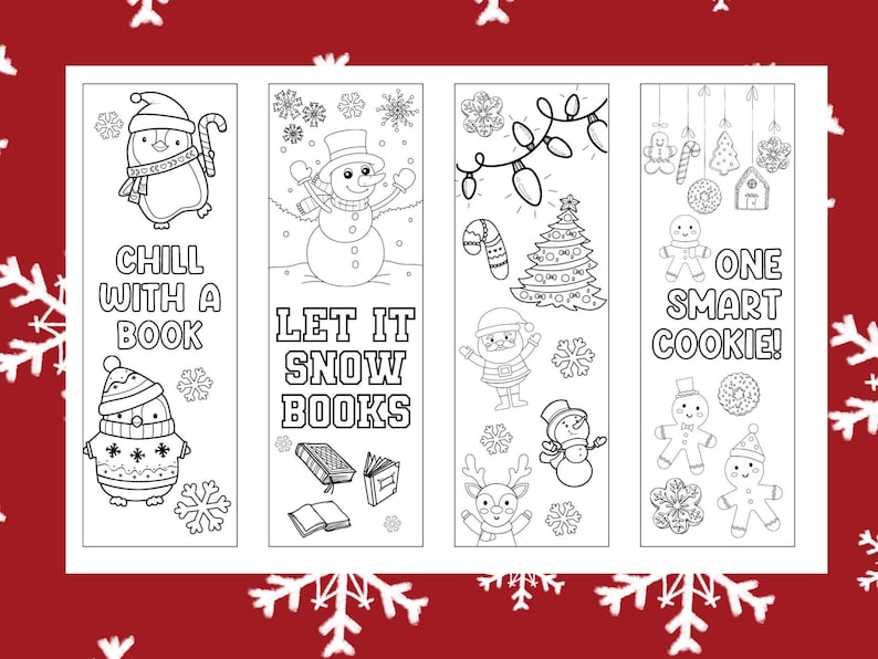 Christmas Bookmarks for Kids, Printable Christmas Party Favors ...