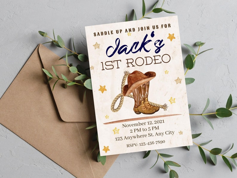My First Rodeo Birthday Invitation Western First Birthday - Etsy