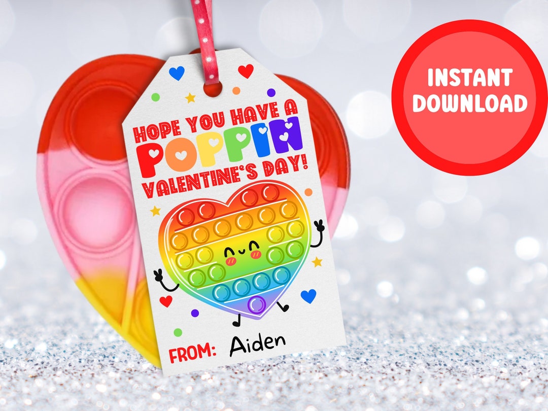 Valentines Pop It Tags, Poppin Labels, Download, Classroom Valentine ...