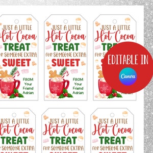 Hot Cocoa Christmas Gift Tag, Sweet Treat for Someone, Sweet Bag Tag ...