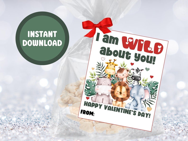 Animal Cookie Valentine's Day Printable Tag, Circus Valentine, Wild ...